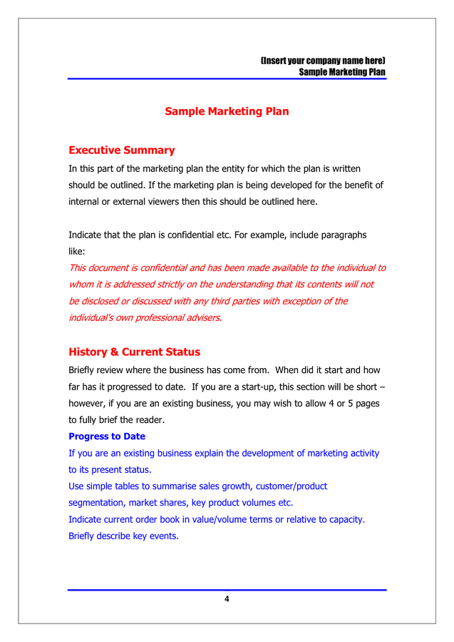 Marketing Plan in Word and Pdf formats - page 4 of 9