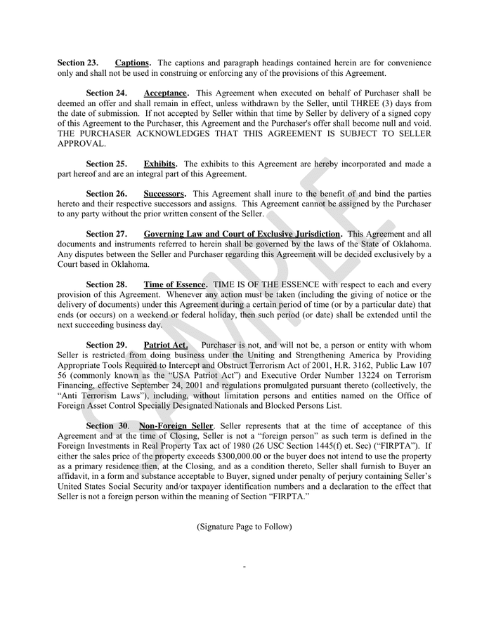 AUCTION PURCHASE AND SALE AGREEMENT in Word and Pdf formats - page 8 of 15