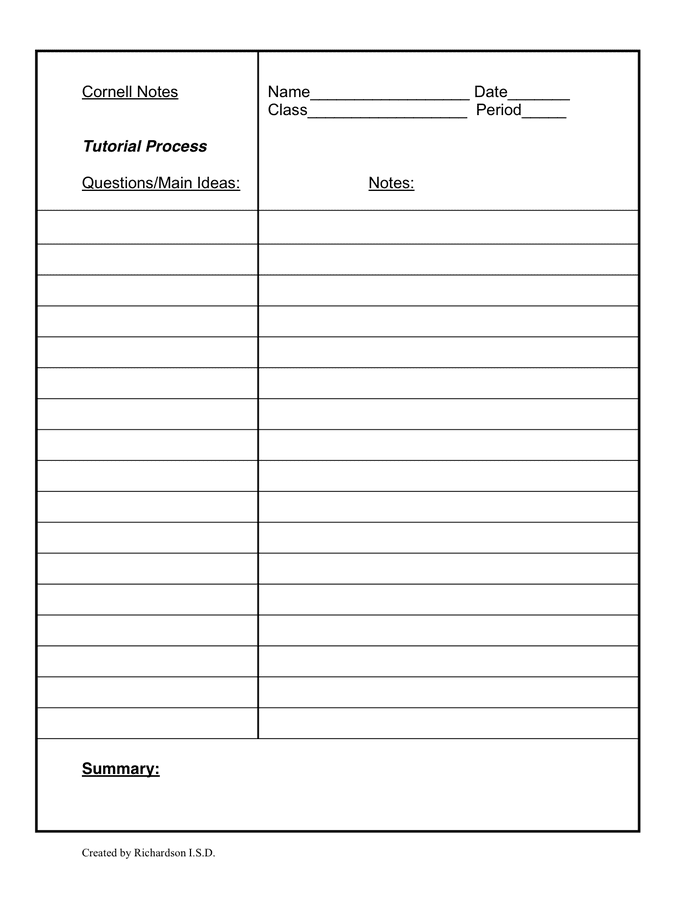 Cornell Notes in Word and Pdf formats - page 3 of 12