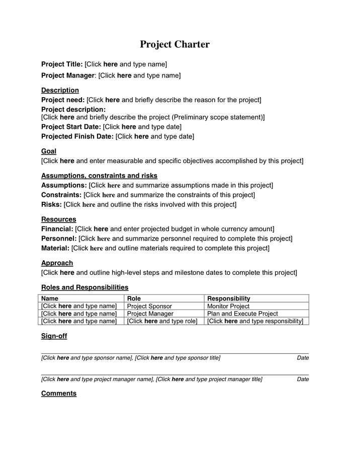 Project Charter Template - download free documents for PDF, Word and Excel