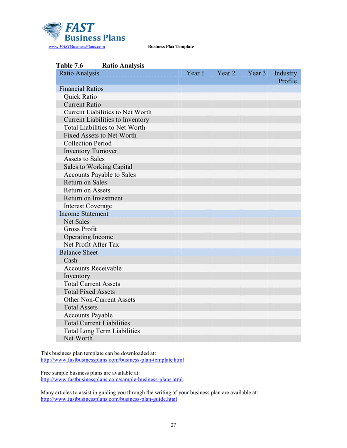 Business Plan Template in Word and Pdf formats - page 27 of 27