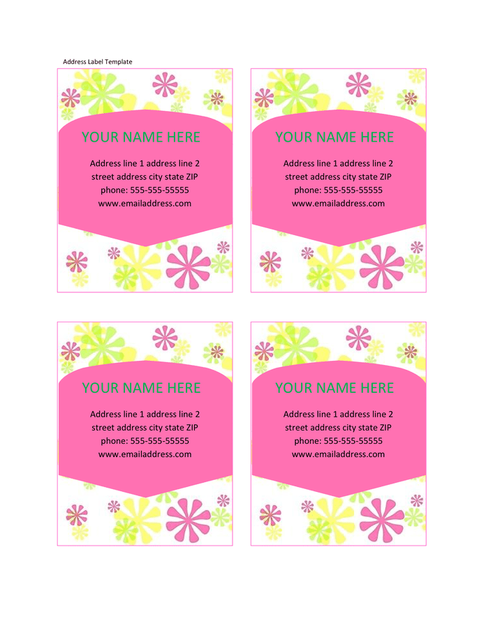 Address Label Template in Word and Pdf formats