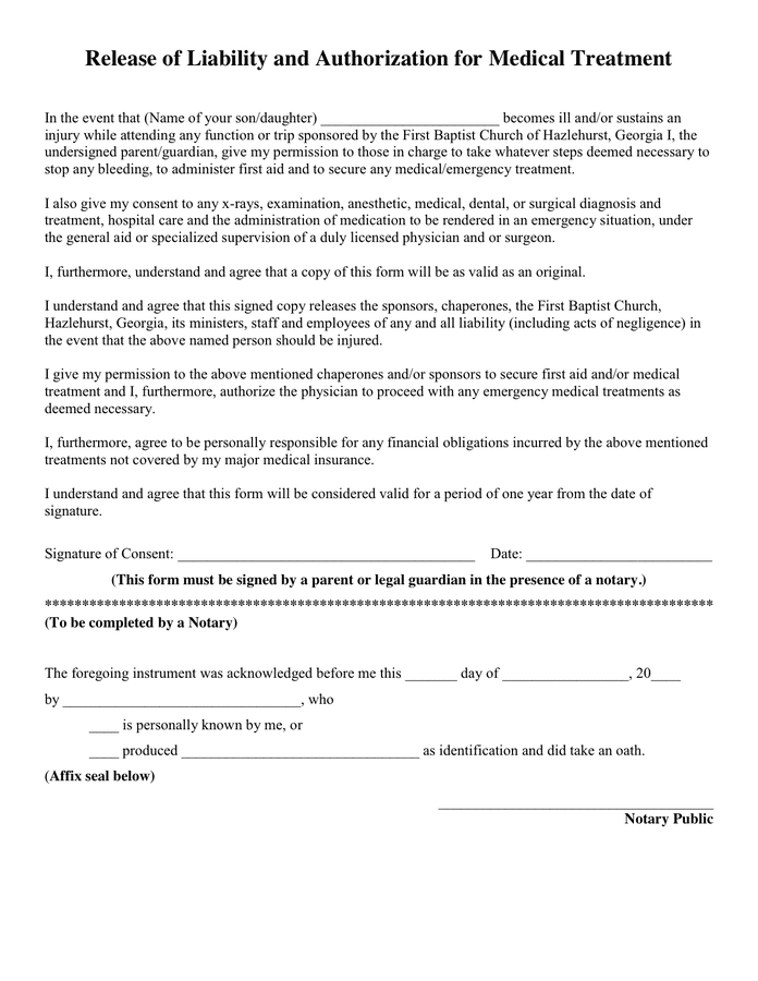 Medical Authorization Release Form in Word and Pdf formats - page 3 of 3