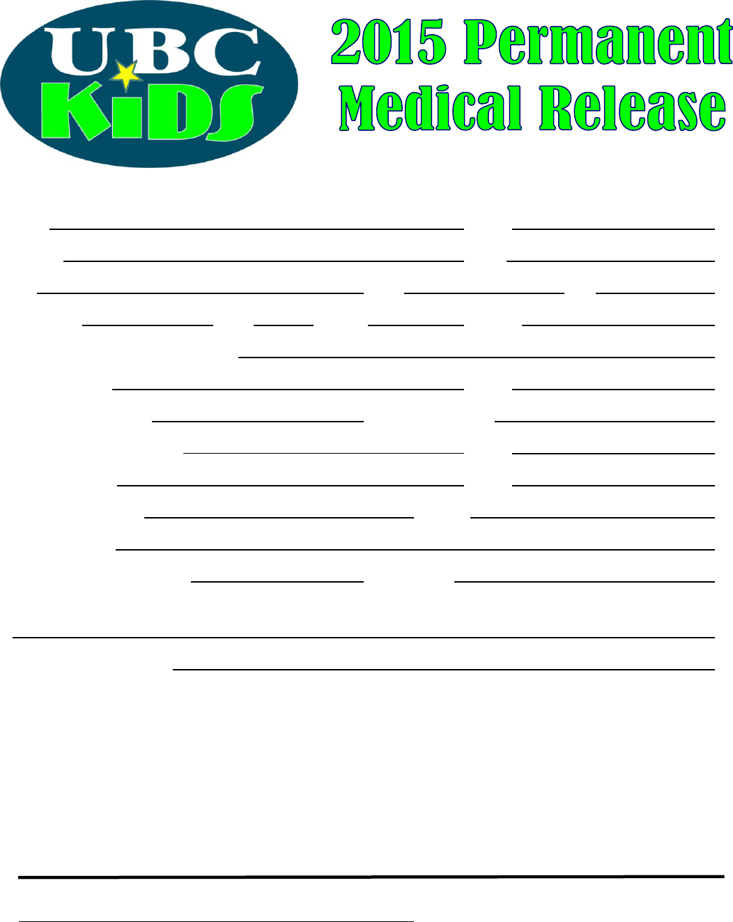 Medical/Permission and Release Form in Word and Pdf formats
