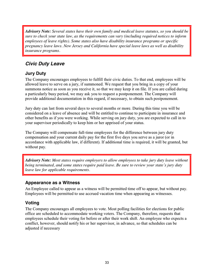 Sample Employee Handbook In Word And Pdf Formats Page 33 Of 35