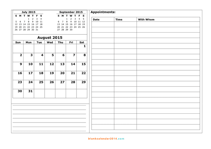 August 2015 Calendar in Word and Pdf formats August 2015 Calendar in Word and Pdf formats