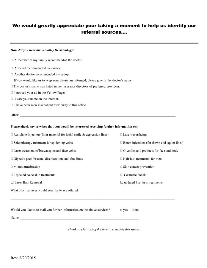 Minor Patient Registration Form in Word and Pdf formats - page 3 of 3