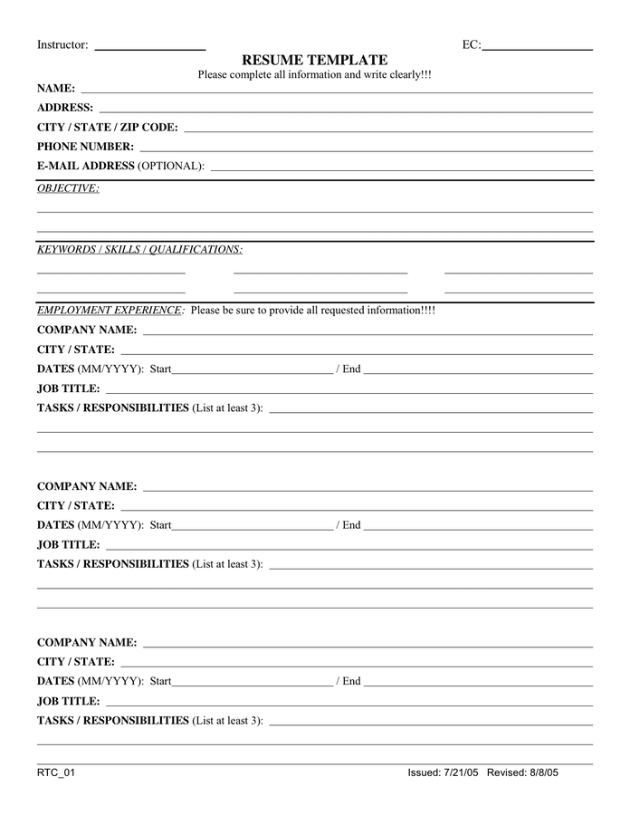 General Resume Template - download free documents for PDF, Word and Excel