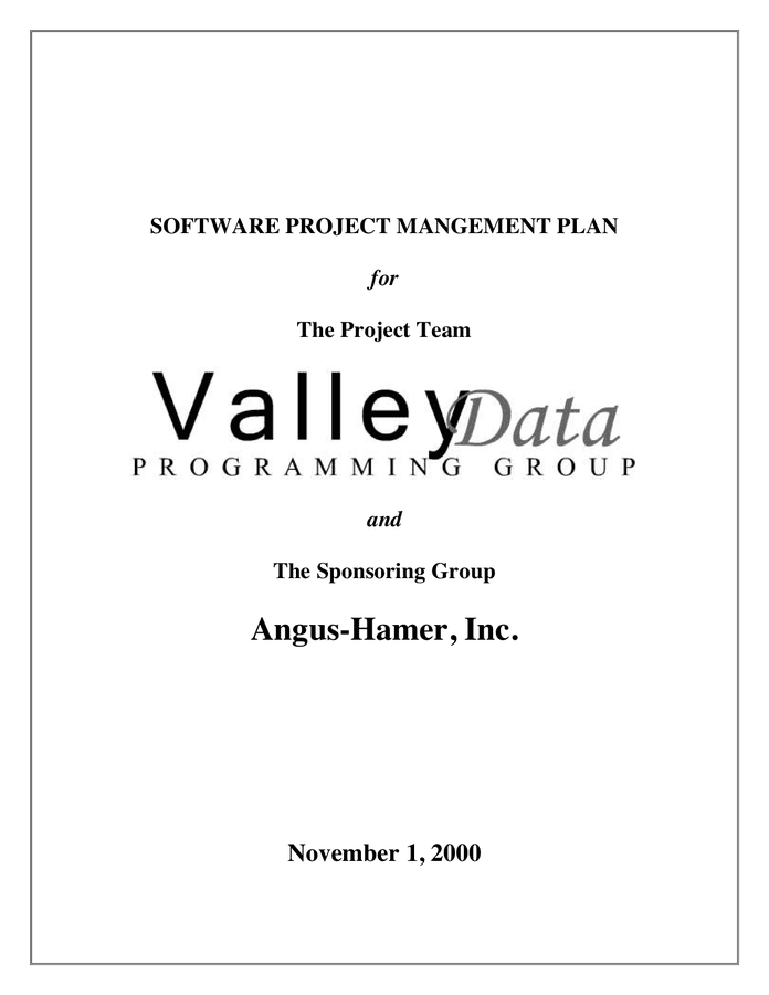Software Project Management Plan 1 in Word and Pdf formats