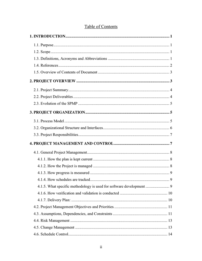 Software Project Management Plan 1 in Word and Pdf formats - page 2 of 28