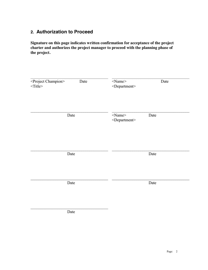 Project Charter in Word and Pdf formats - page 4 of 10