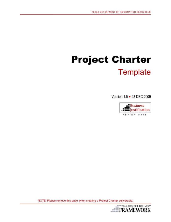 Project Charter Template in Word and Pdf formats