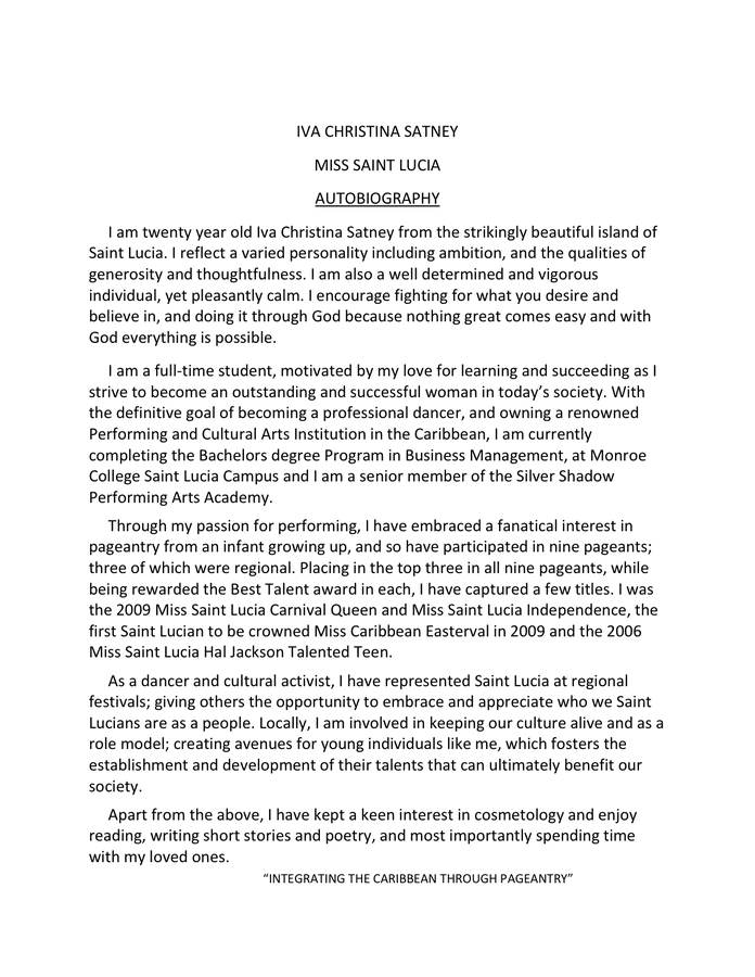 Example Of A 1 Page Biography