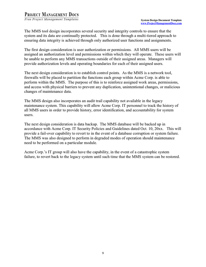 System Design Document Template In Word And Pdf Formats - Page 9 Of 10