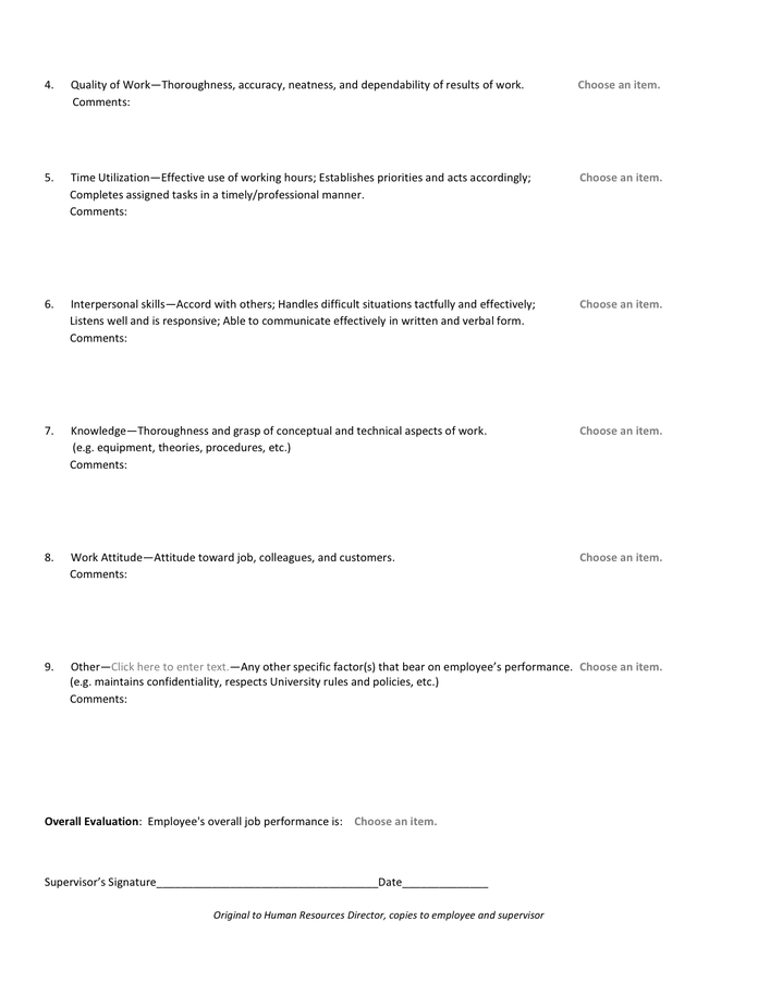 Performance Evaluation Form In Word And Pdf Formats Page 2 Of 3