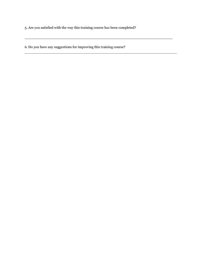Sample Post Training Evaluation Form in Word and Pdf formats - page 2 of 2 Sample Post Training Evaluation Form in Word and Pdf formats - page 2 of 2