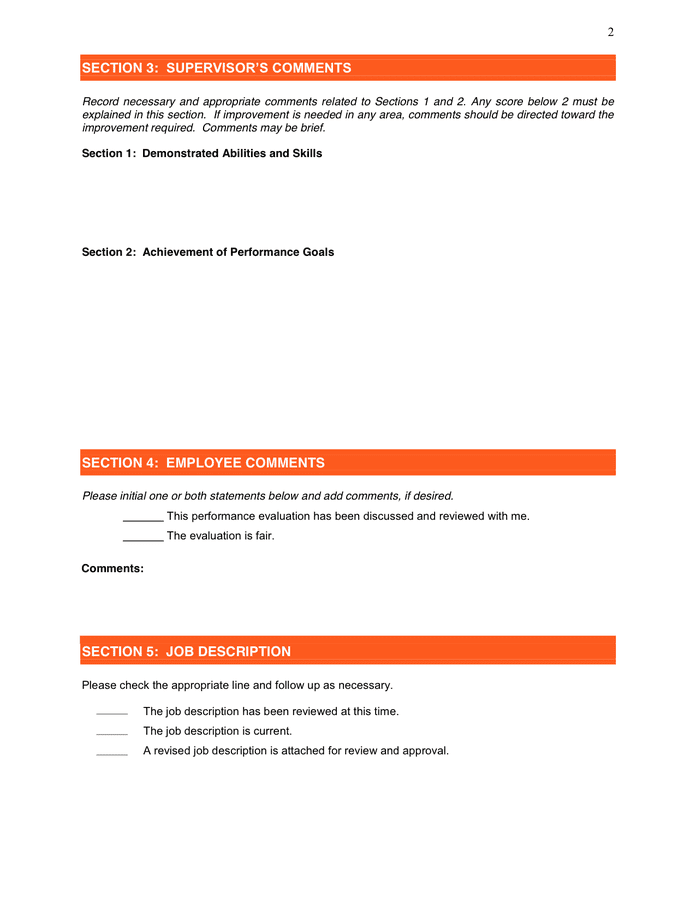 Performance Evaluation Word Form In Word And Pdf Formats Page 2 Of 3
