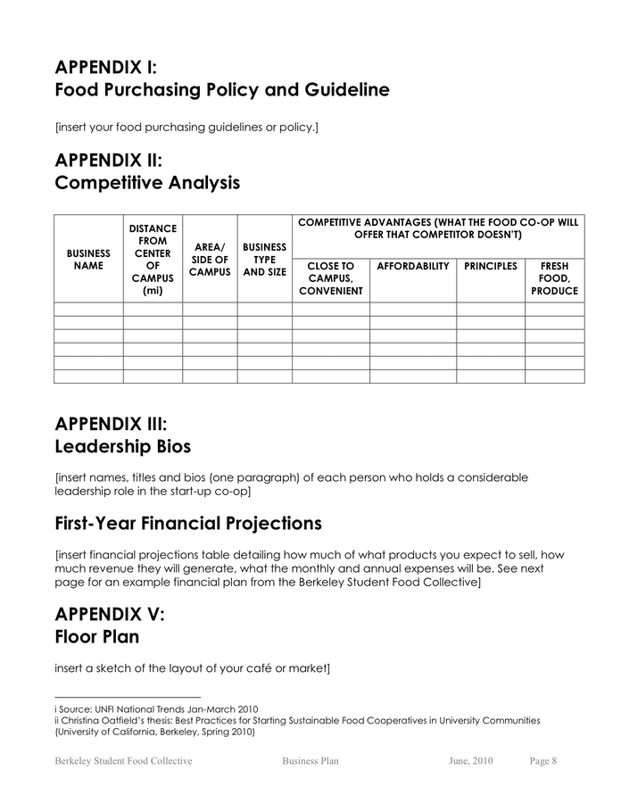 Business Plan Template in Word and Pdf formats - page 9 of 9