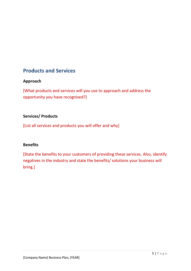 Business Plan Template in Word and Pdf formats - page 5 of 7