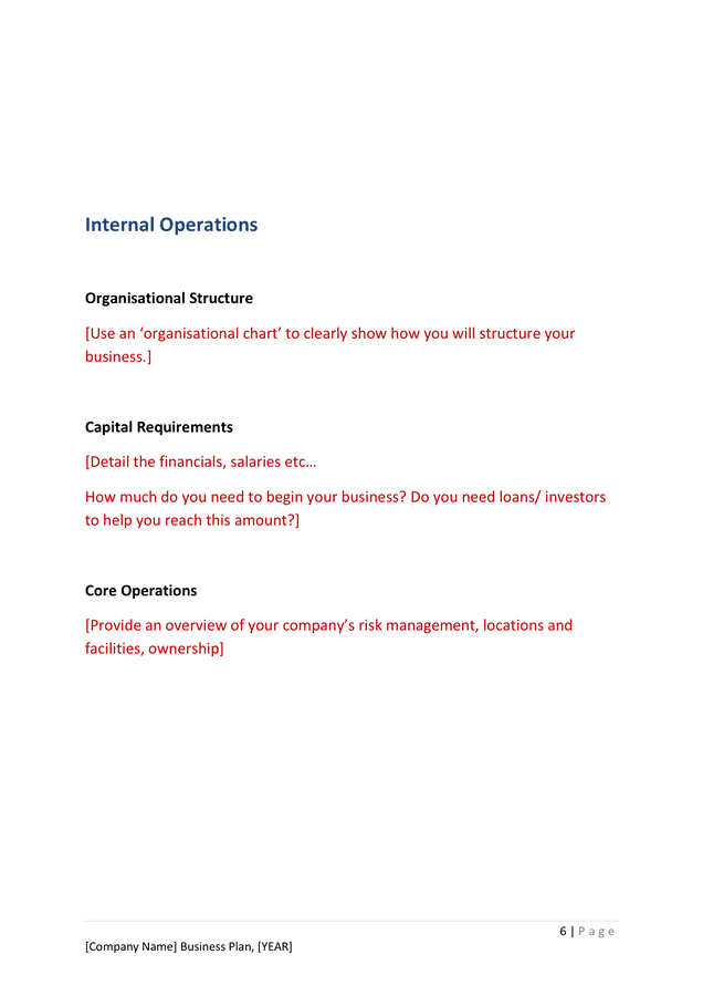 Business Plan Template in Word and Pdf formats - page 6 of 7