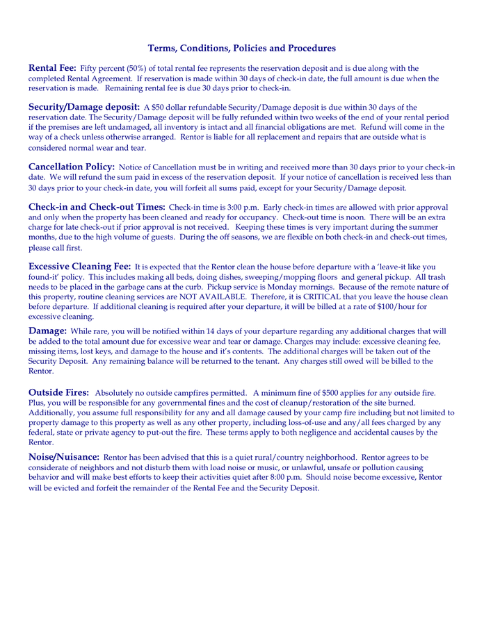 Rental Agreement template in Word and Pdf formats - page 2 of 4