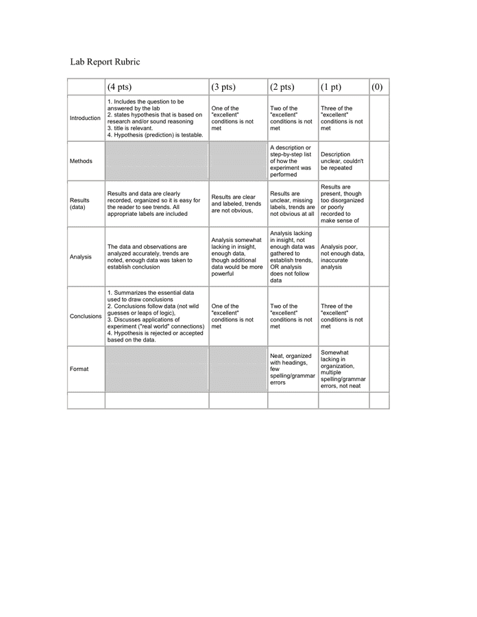 Lab Report Template in Word and Pdf formats - page 2 of 2