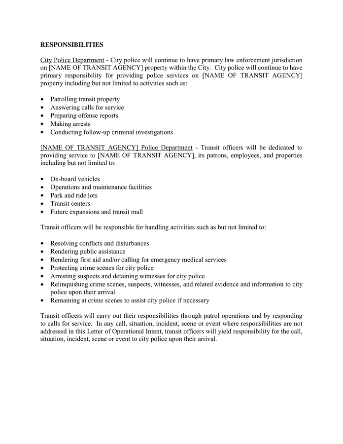 LETTER OF OPERATIONAL INTENT in Word and Pdf formats - page 2 of 2 LETTER OF OPERATIONAL INTENT in Word and Pdf formats - page 2 of 2