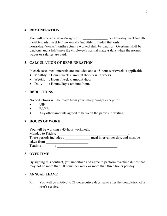 Example of SERVICE CONTRACT in Word and Pdf formats - page 2 of 4
