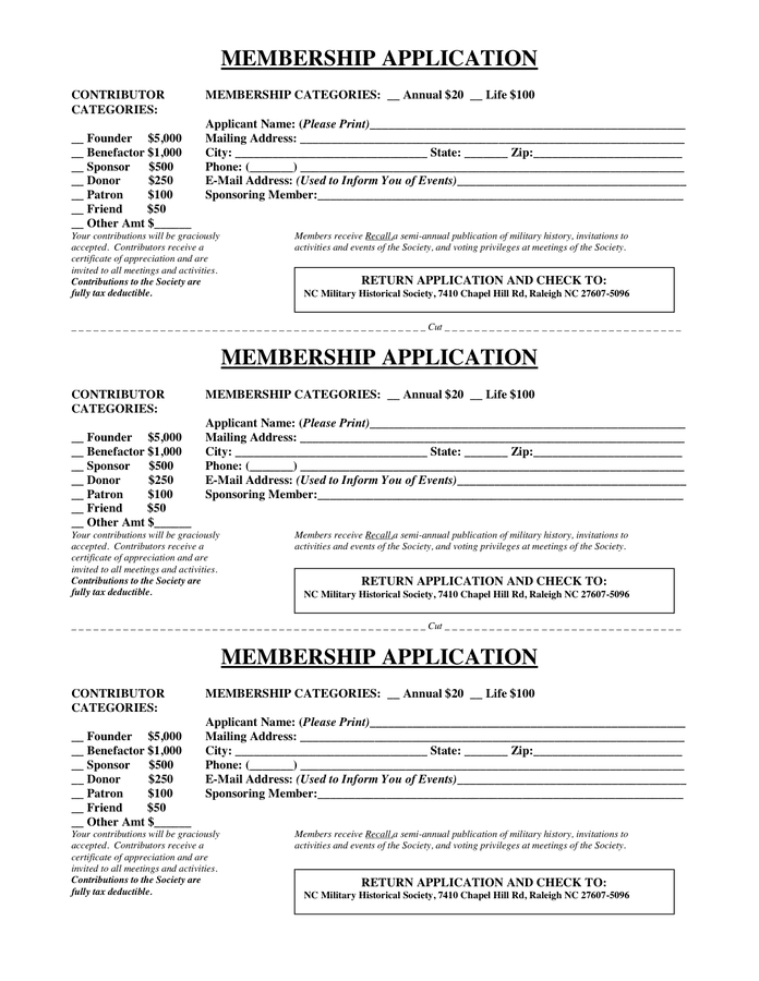 Membership application form - download free documents for PDF, Word and ...