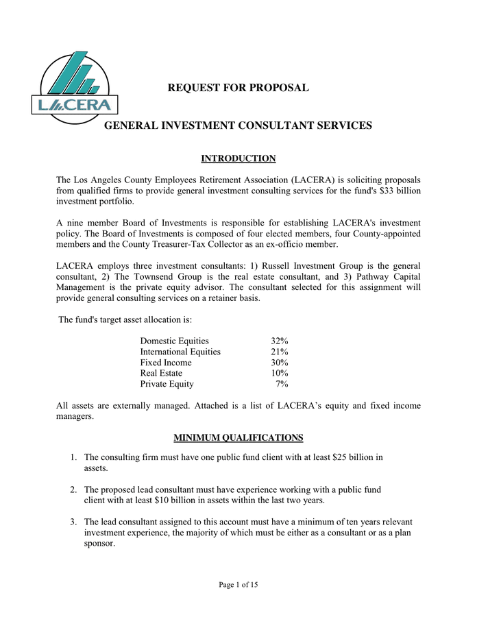 REQUEST FOR PROPOSAL in Word and Pdf formats