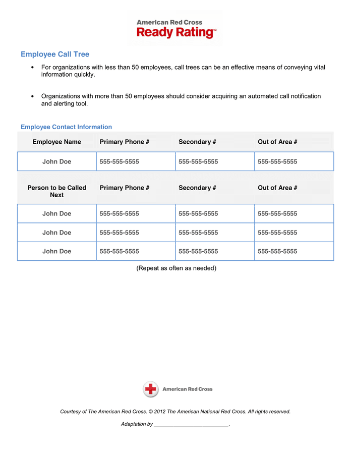 Sample Emergency Contact Form in Word and Pdf formats - page 6 of 6