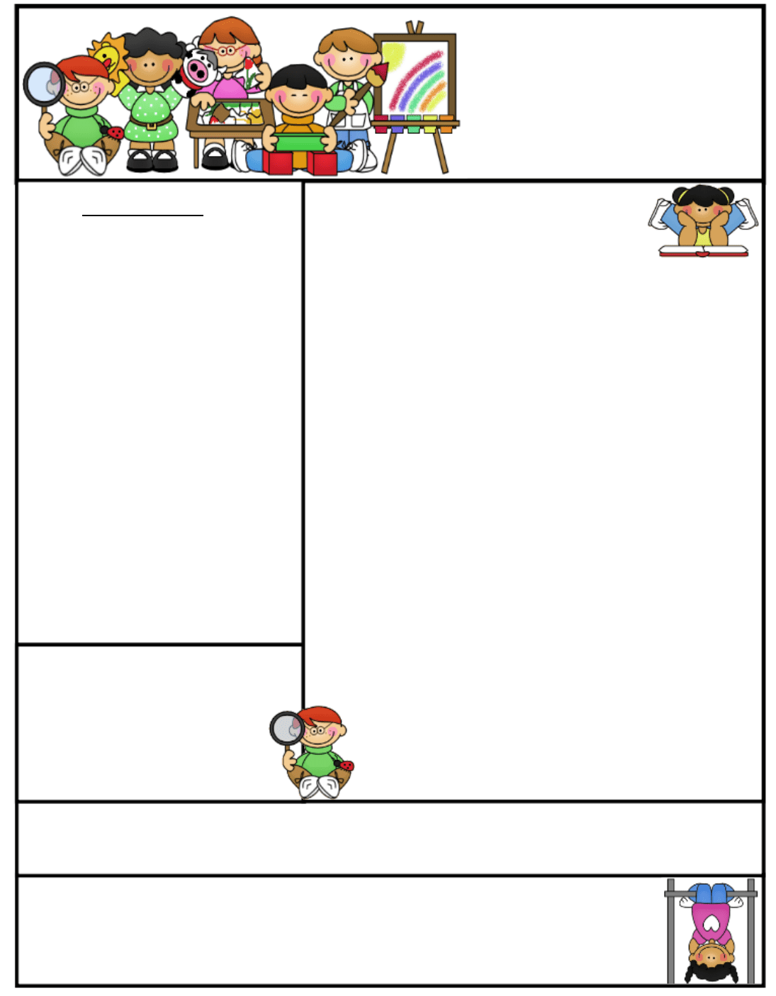 Kindergarten newsletter in Word and Pdf formats