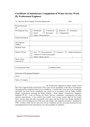 Certificate of satisfactory completion for water service work in Word ...