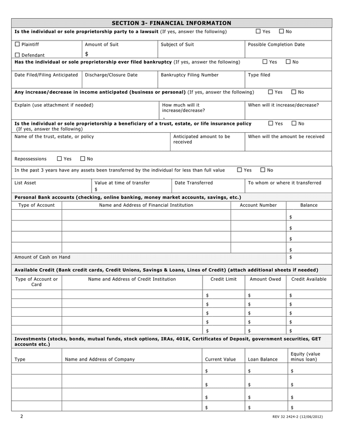 Financial information statement for individuals form in Word and Pdf ...