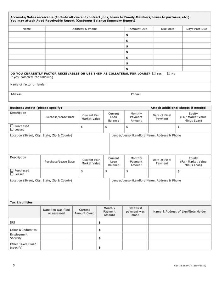 Financial information statement for individuals form in Word and Pdf ...
