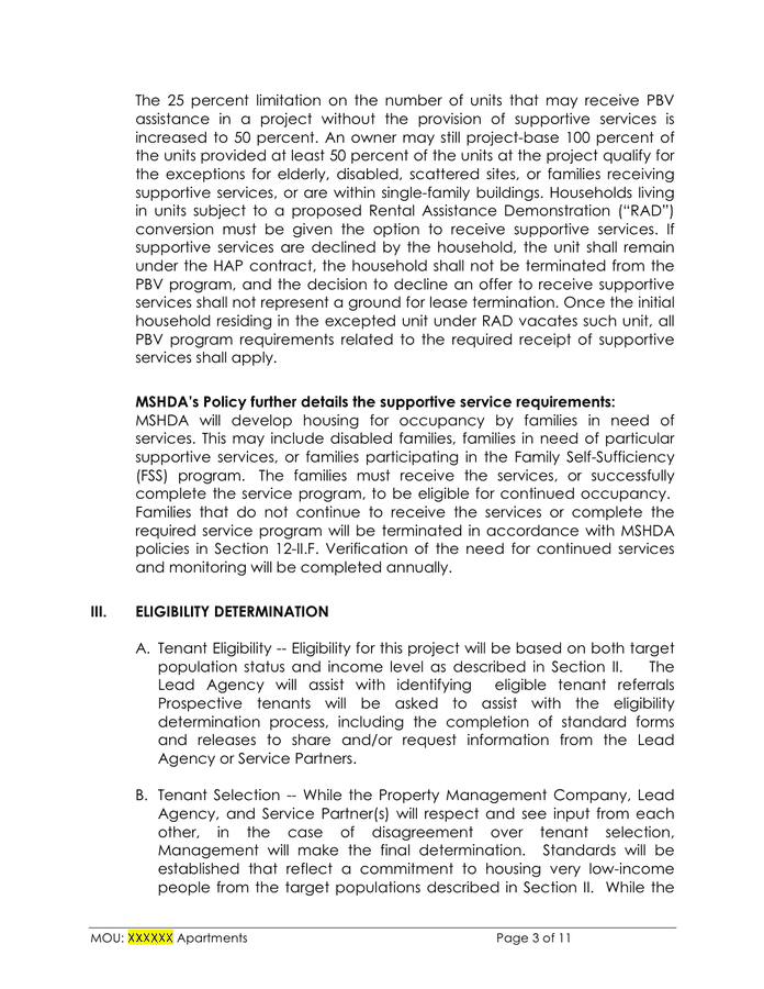 Memorandum of understanding sample in Word and Pdf formats - page 3 of 11