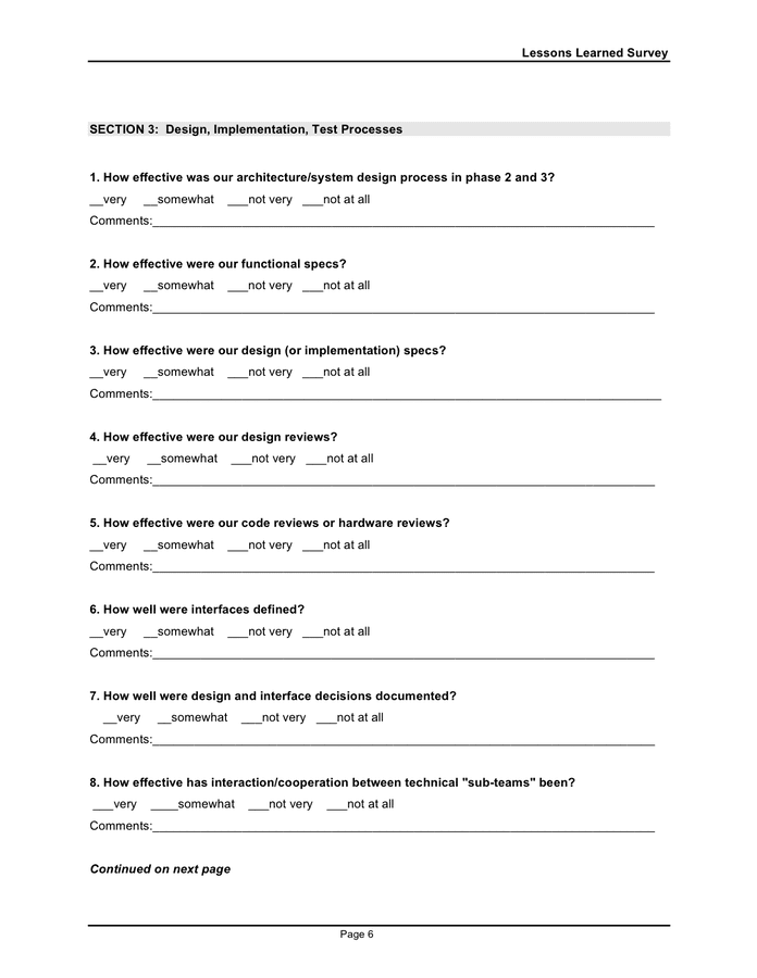 Lessons Learned Template