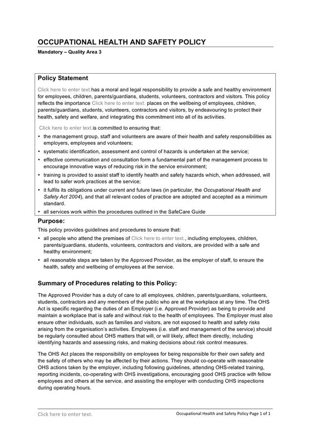 Health And Safety Policy Download Free Documents For PDF Word And Excel Health And Safety Policy Download Free Documents For PDF Word And Excel