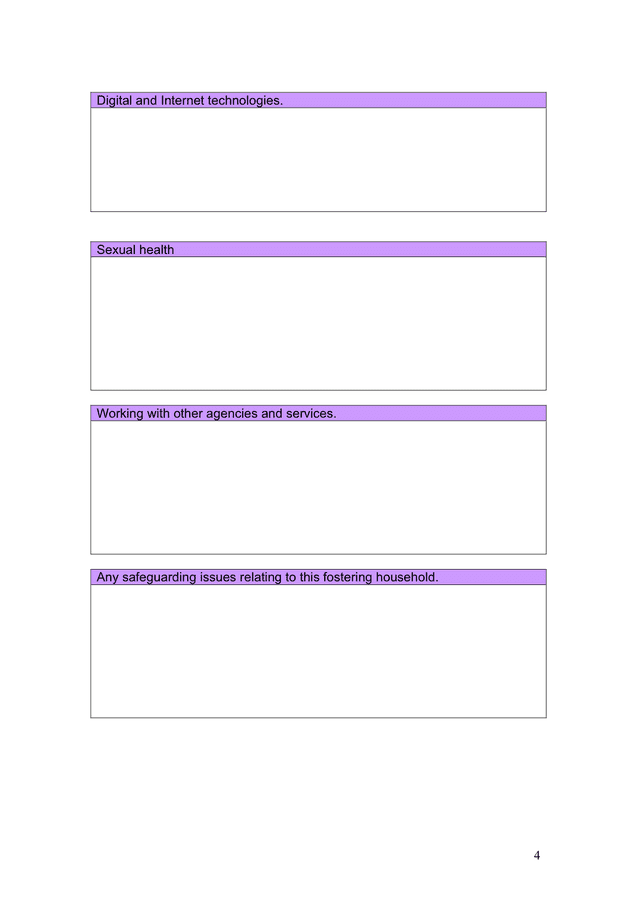 Safer caring plan form in Word and Pdf formats - page 4 of 5