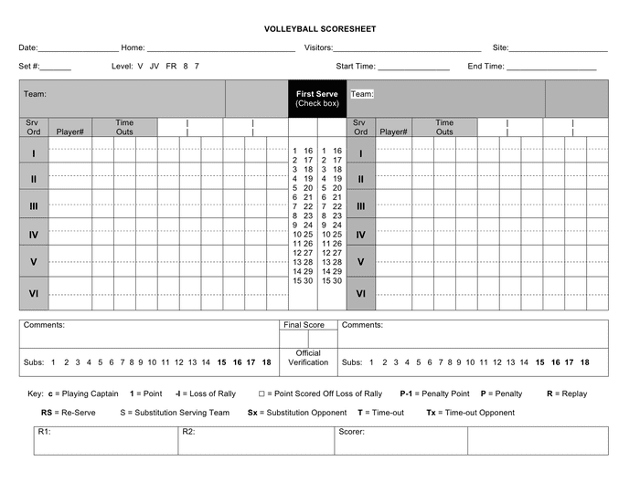 Volleyball Score Sheets Printable Printable Templates