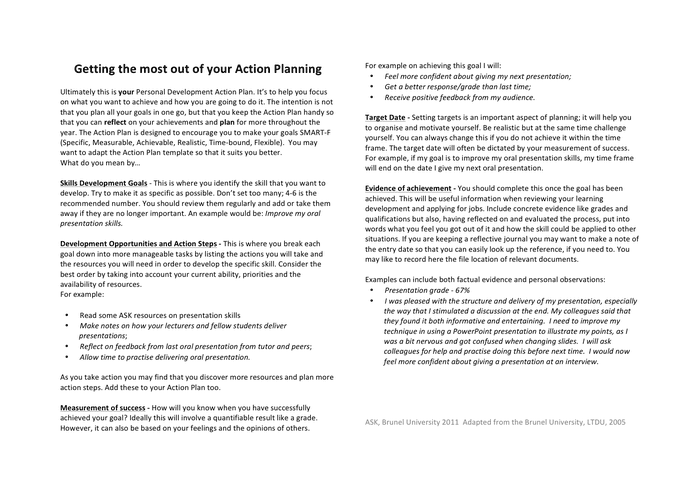 Pdp Action Plan Template In Word And Pdf Formats Page 2 Of 2