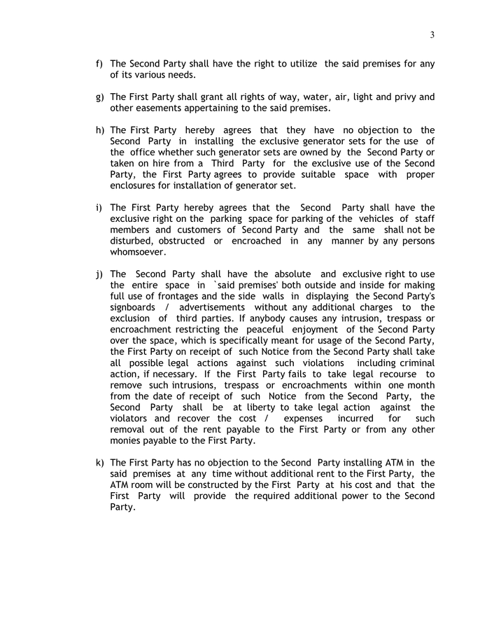 Draft lease agreement in Word and Pdf formats - page 3 of 5