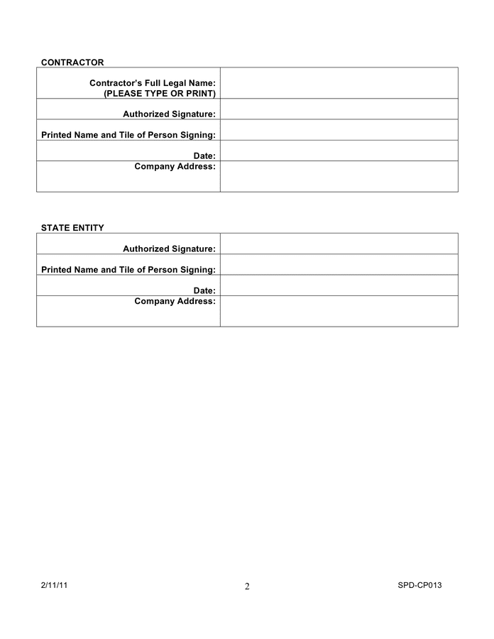 Contract amendment template in Word and Pdf formats - page 2 of 2