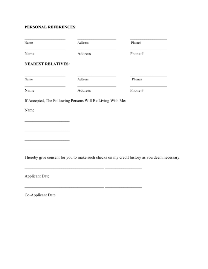 Rental application example in Word and Pdf formats - page 3 of 3