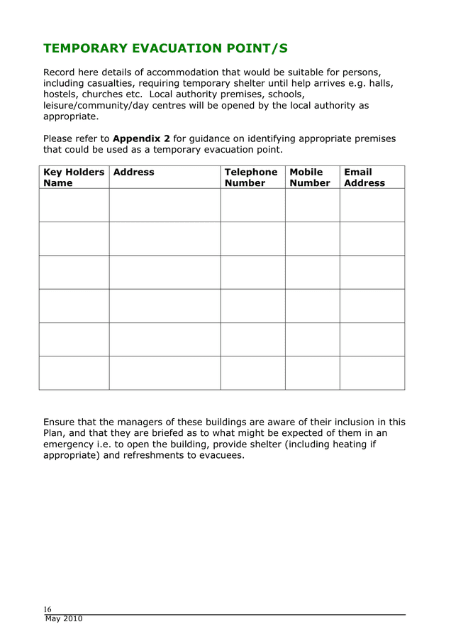 Community emergency plan template in Word and Pdf formats - page 16 of 17