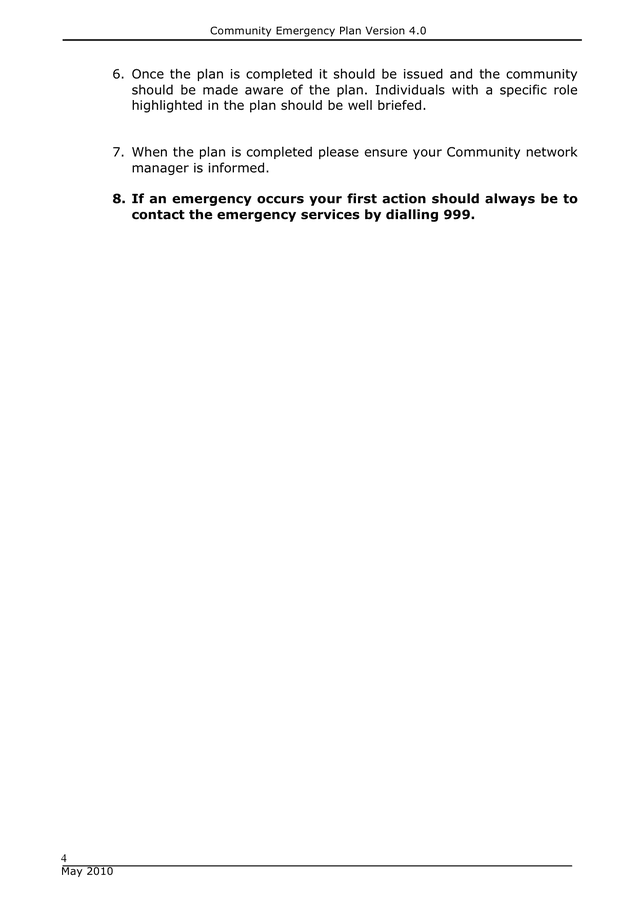 Community emergency plan template in Word and Pdf formats - page 4 of 17
