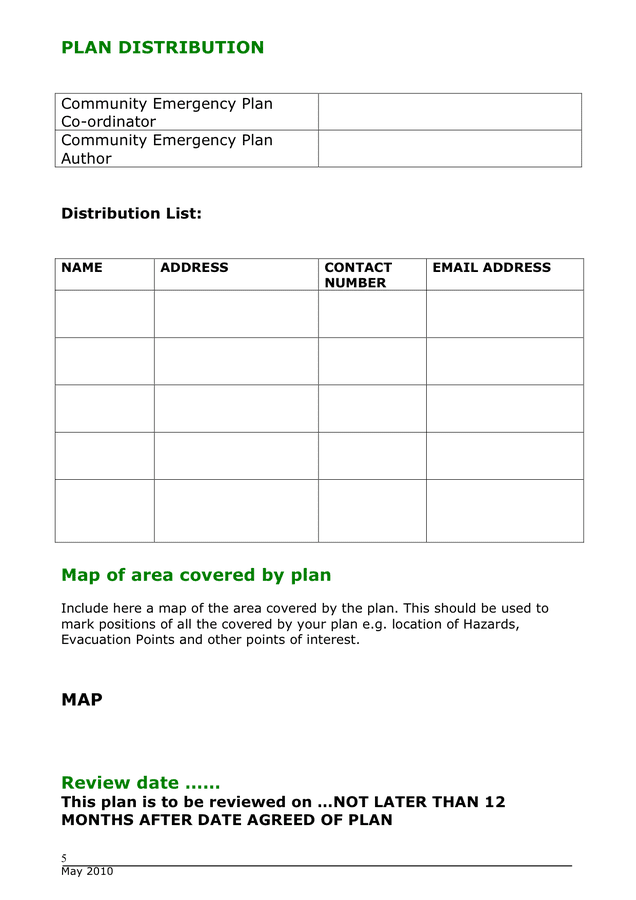 Community emergency plan template in Word and Pdf formats - page 5 of 17