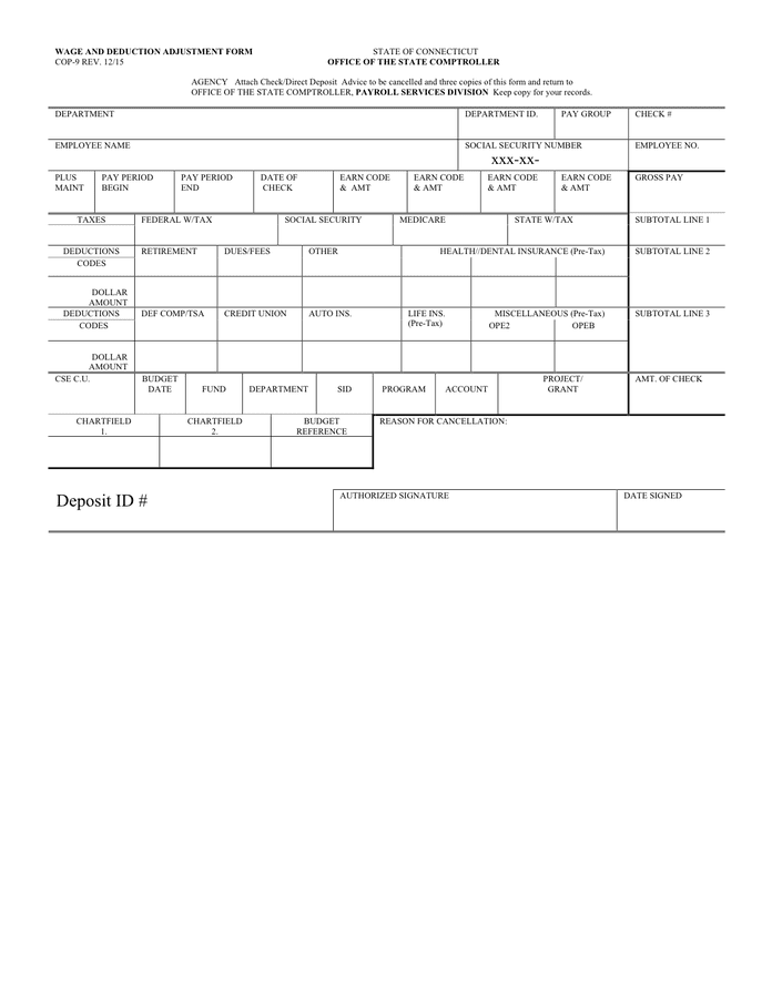 Payroll Deduction Form - download free documents for PDF, Word and Excel