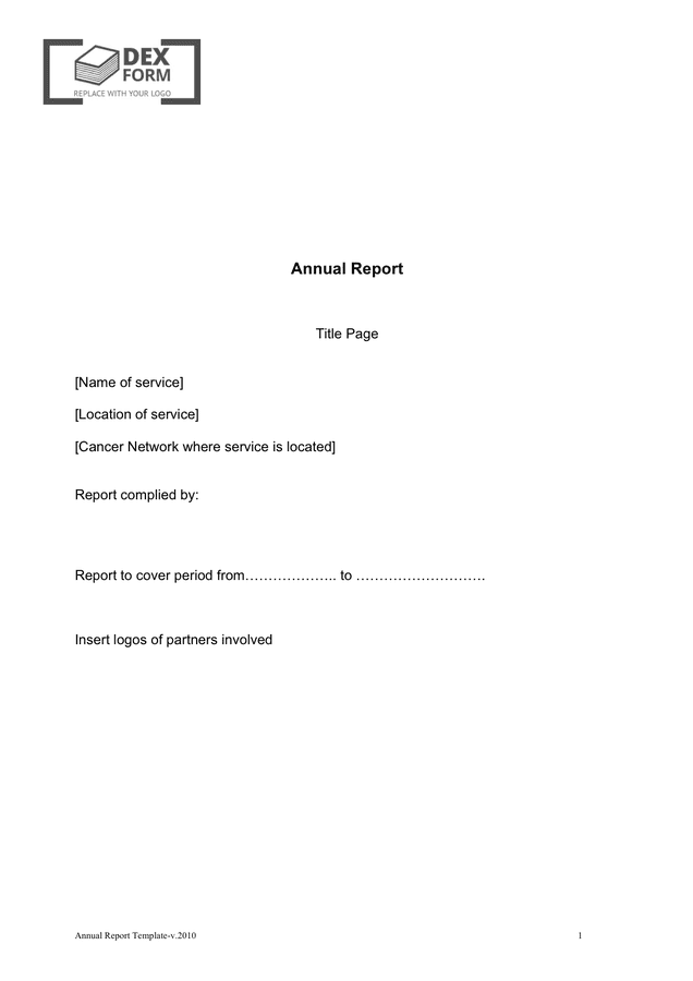 Annual report word template in Word and Pdf formats