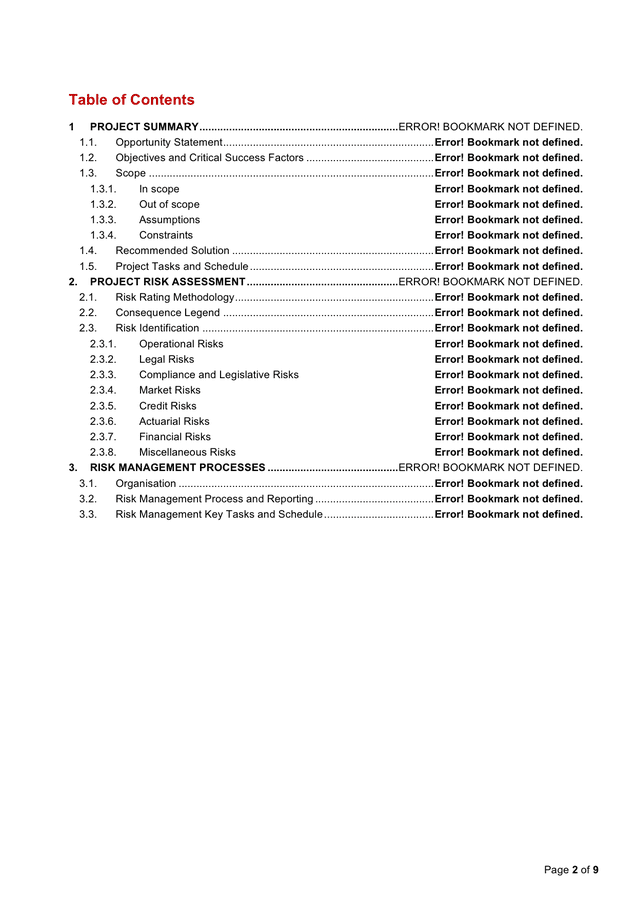 Risk management plan template in Word and Pdf formats - page 3 of 5